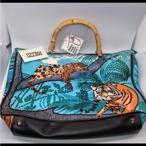 Prezzo | Bags | Vtg Prezzo Beaded Tiger Handbag With Bamboo Handles ...